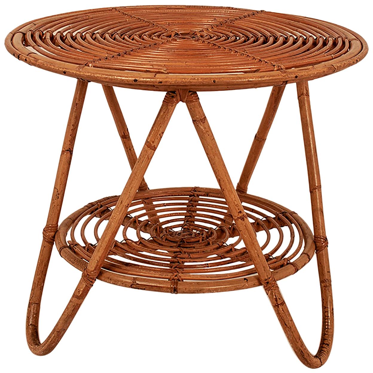 Rattan Side Table, 1970s at 1stDibs