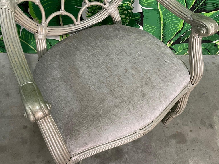 Rattan Spider Back Dining Arm Chairs, Set of 6 For Sale at 1stDibs