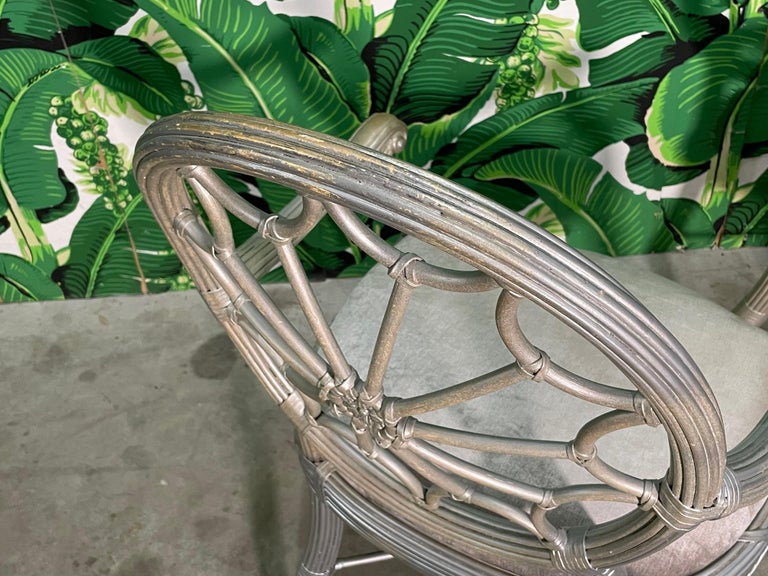 Rattan Spider Back Dining Arm Chairs, Set of 6 For Sale at 1stDibs