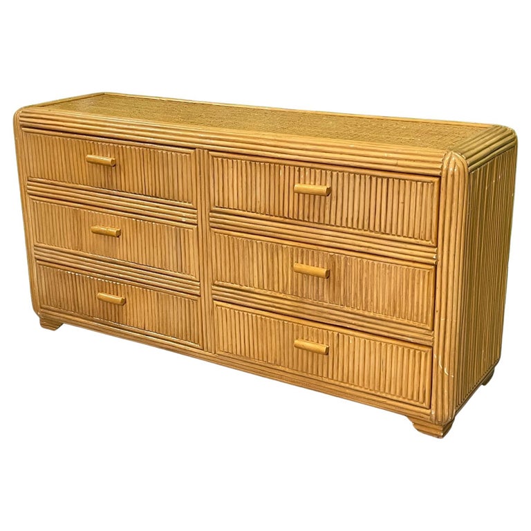 Rattan Split Reed Double Dresser at 1stDibs | rattan double dresser
