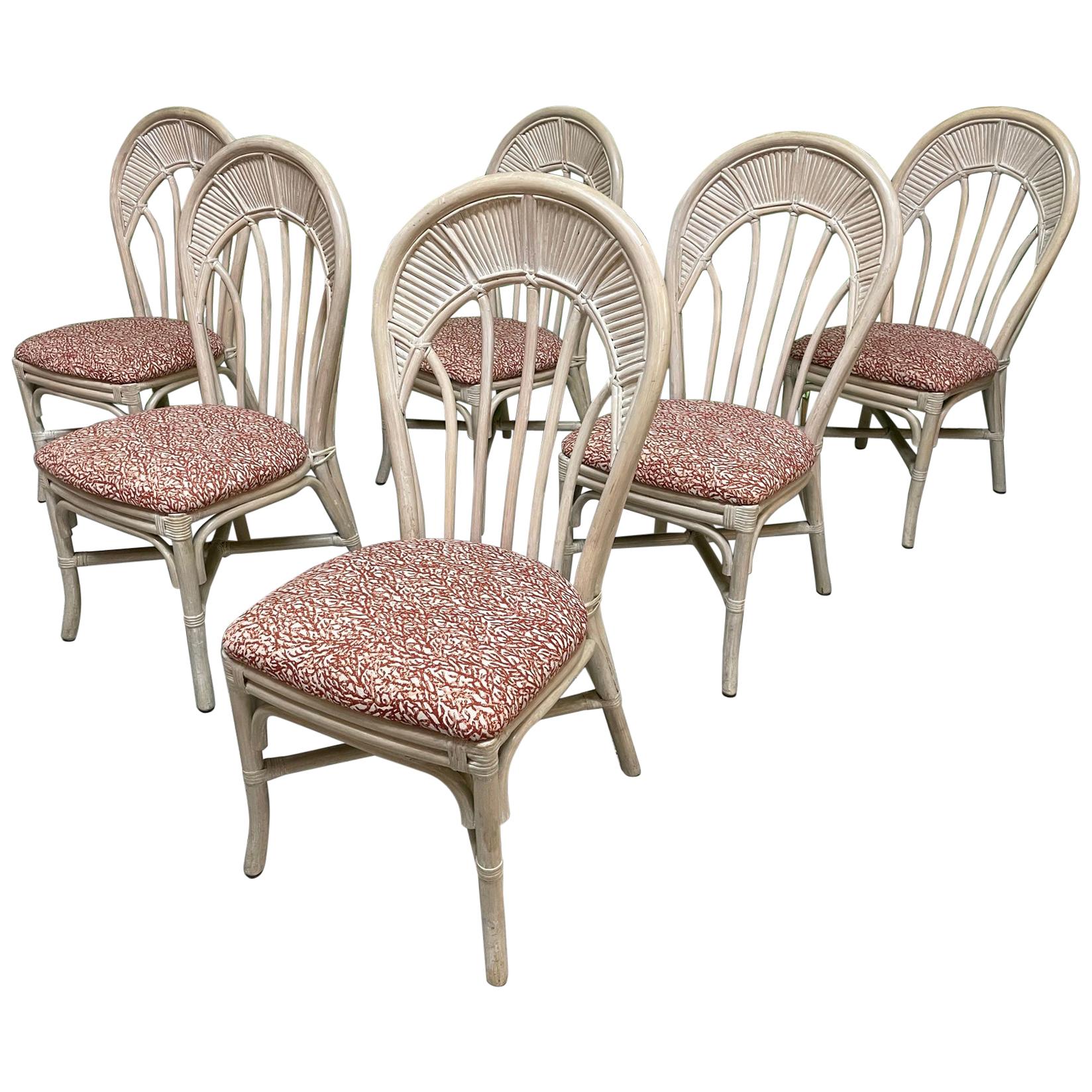 Set of Four Rattan Fan Back Armchairs For Sale at 1stDibs