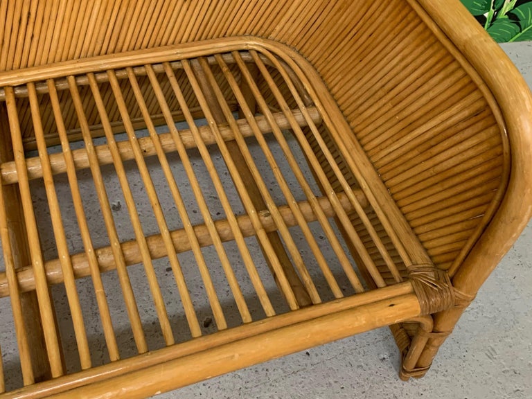 Rattan Split Reed Loveseat in the Style of Gabriella Crespi For Sale at ...