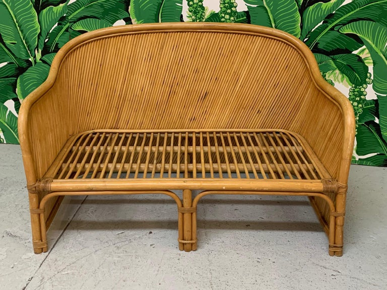 Rattan Split Reed Loveseat in the Style of Gabriella Crespi For Sale at ...