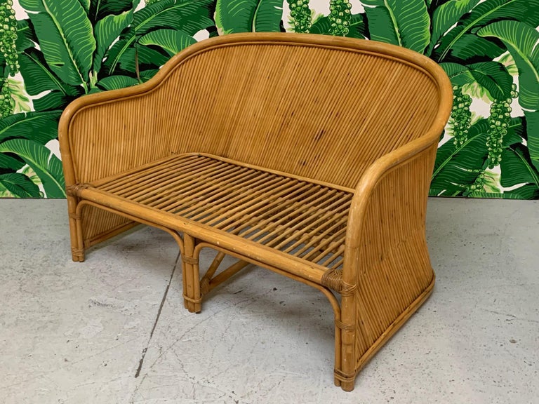 Rattan Split Reed Loveseat in the Style of Gabriella Crespi For Sale at ...