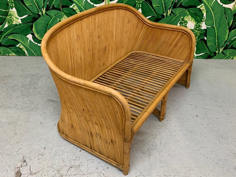 Rattan Split Reed Loveseat in the Style of Gabriella Crespi For Sale at ...