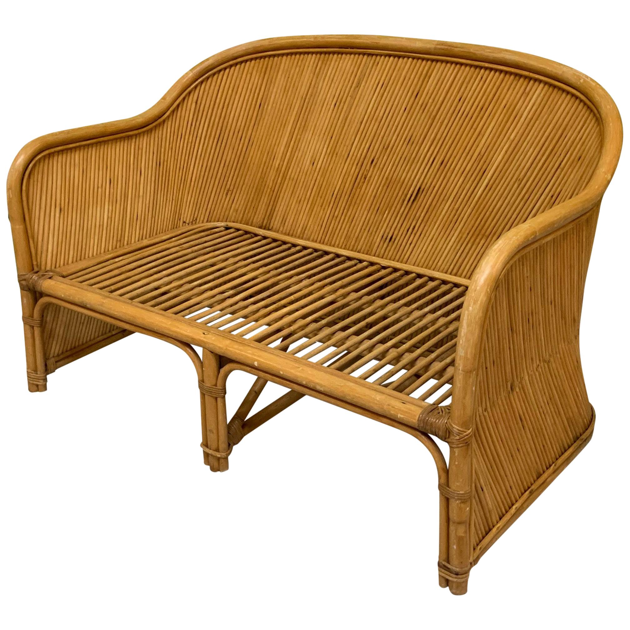 Split Reed Rattan Wrapped Sectional Sofa at 1stDibs