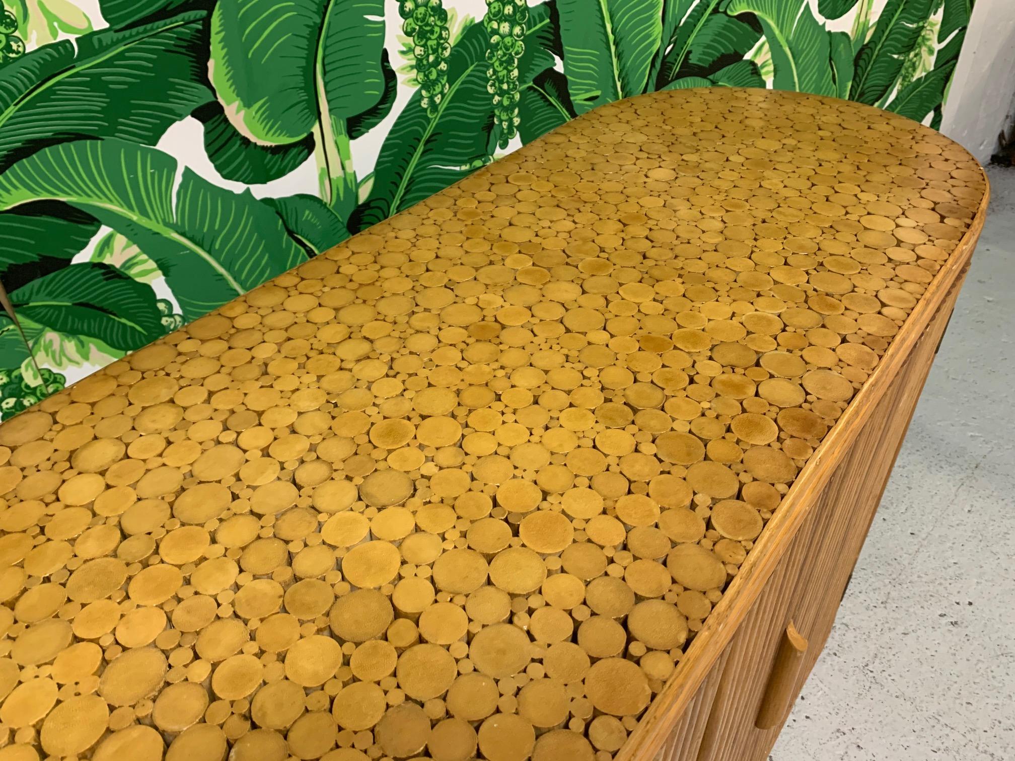 Rattan Split Reed Oval Credenza at 1stDibs | reeded credenza