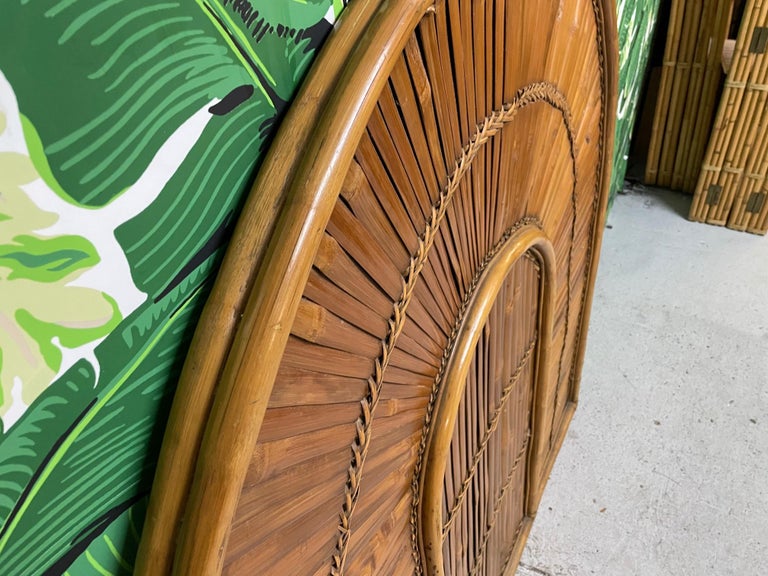 Rattan Split Reed Rising Sun Queen Size Headboard For Sale at 1stDibs