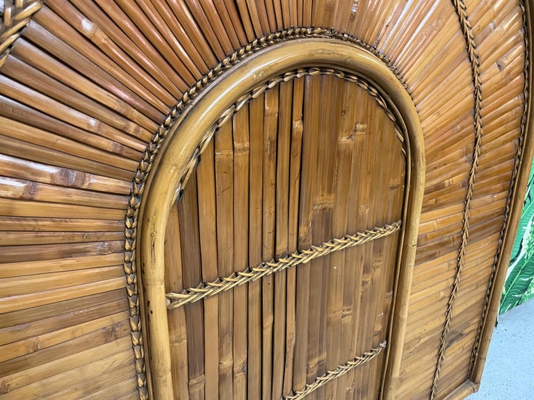 Rattan Split Reed Rising Sun Queen Size Headboard For Sale at 1stDibs