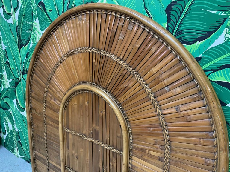 Rattan Split Reed Rising Sun Queen Size Headboard For Sale at 1stDibs