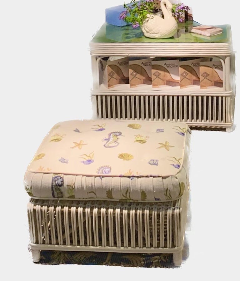 Rattan/ Stick Wicker Ottoman by Heywood Wakefield Company For Sale at ...
