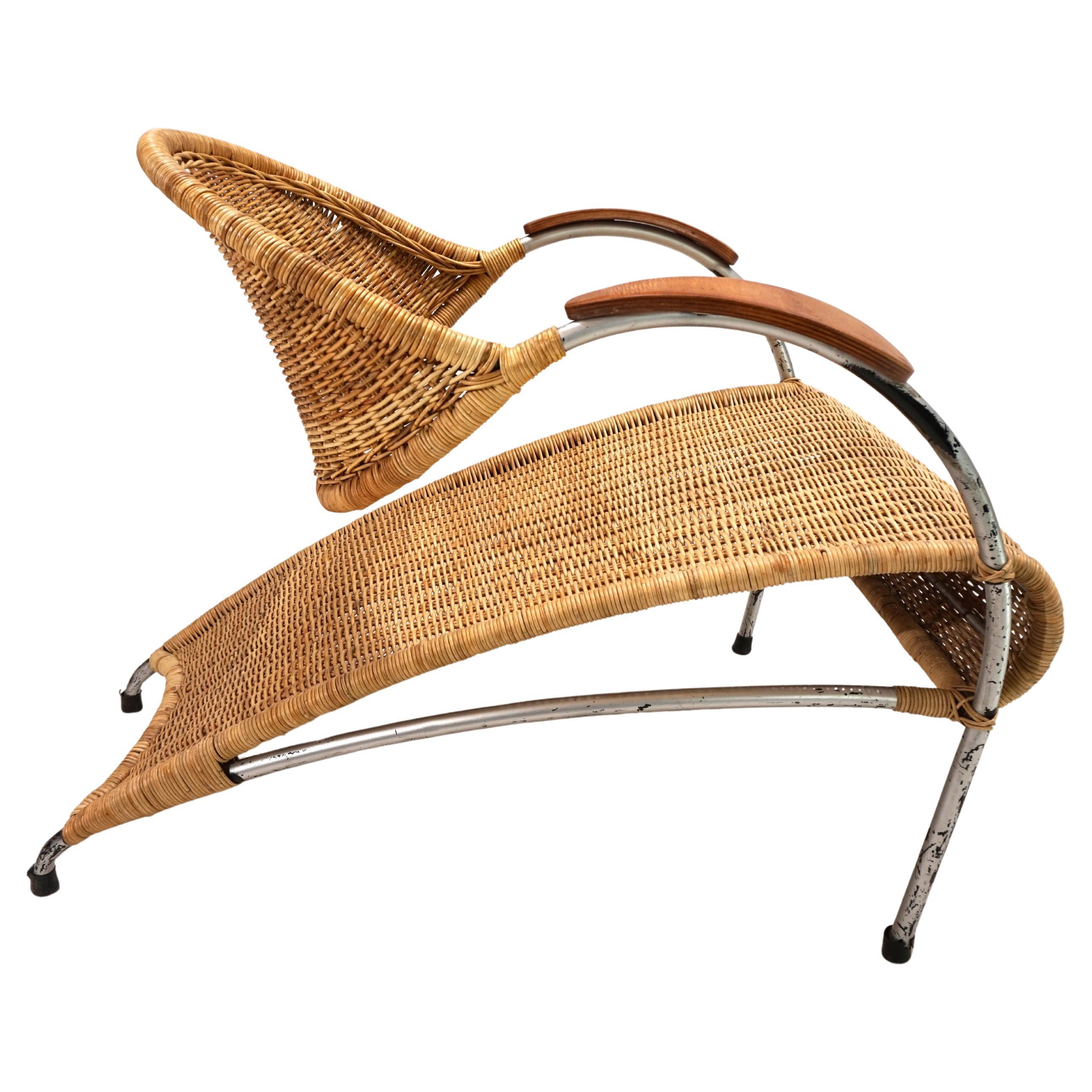 Rattan Streamline lounge chair Netherlands, 1970 For Sale at 1stDibs