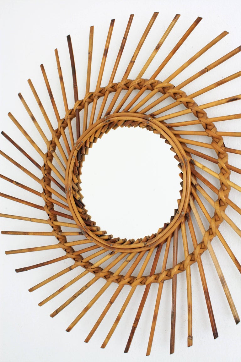 Rattan Sunburst Twisted Mirror, 1960s For Sale at 1stDibs | rattan ...