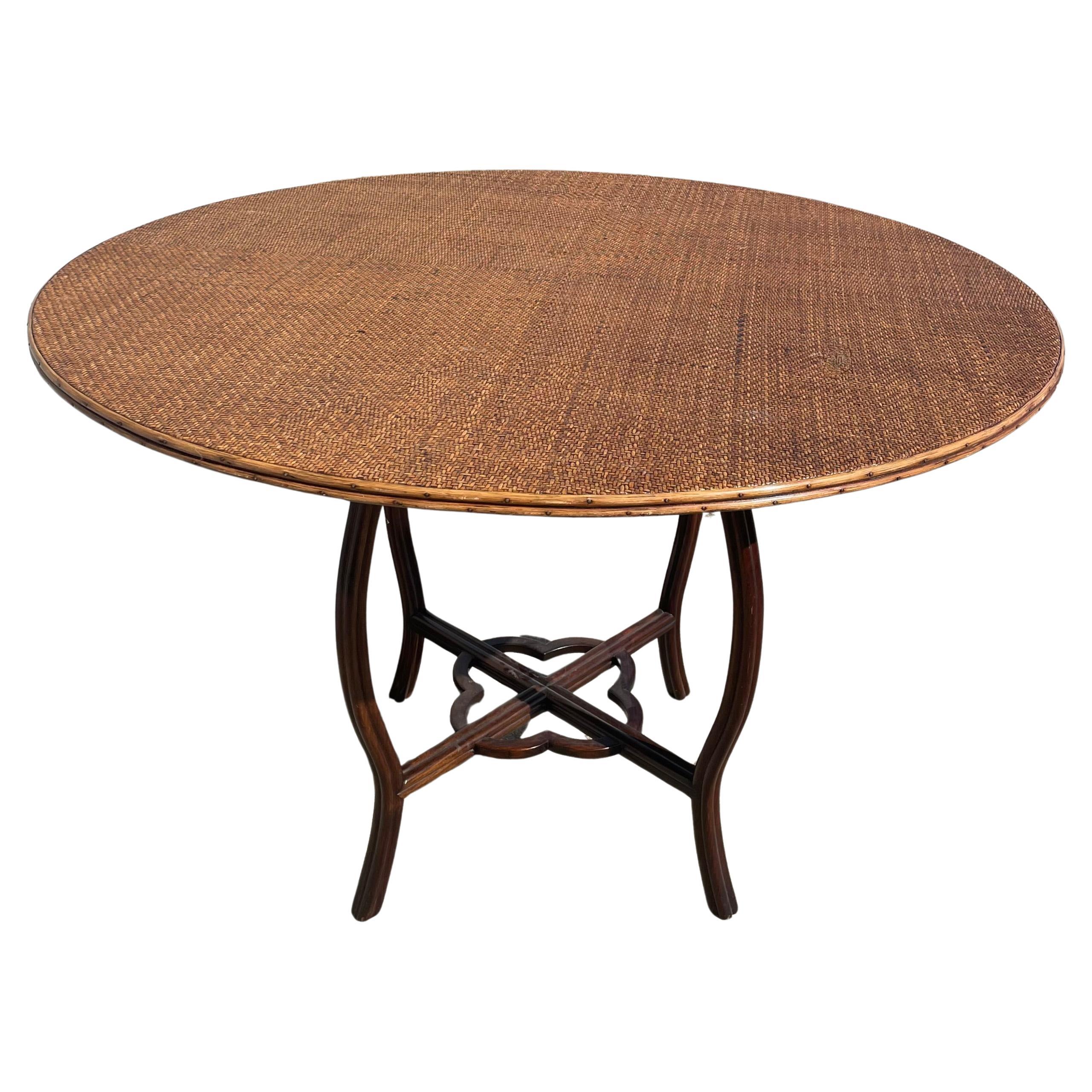 Round Wicker Top Rattan Table with Matching Stools Dining Set For Sale ...