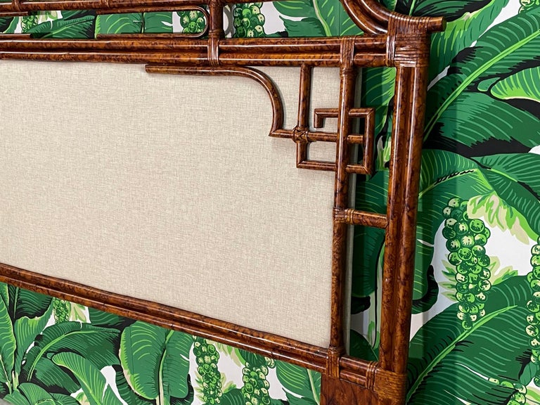 Rattan Tortoise Shell Pagoda King Headboard For Sale at 1stDibs