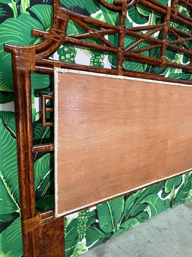 Rattan Tortoise Shell Pagoda King Headboard For Sale at 1stDibs