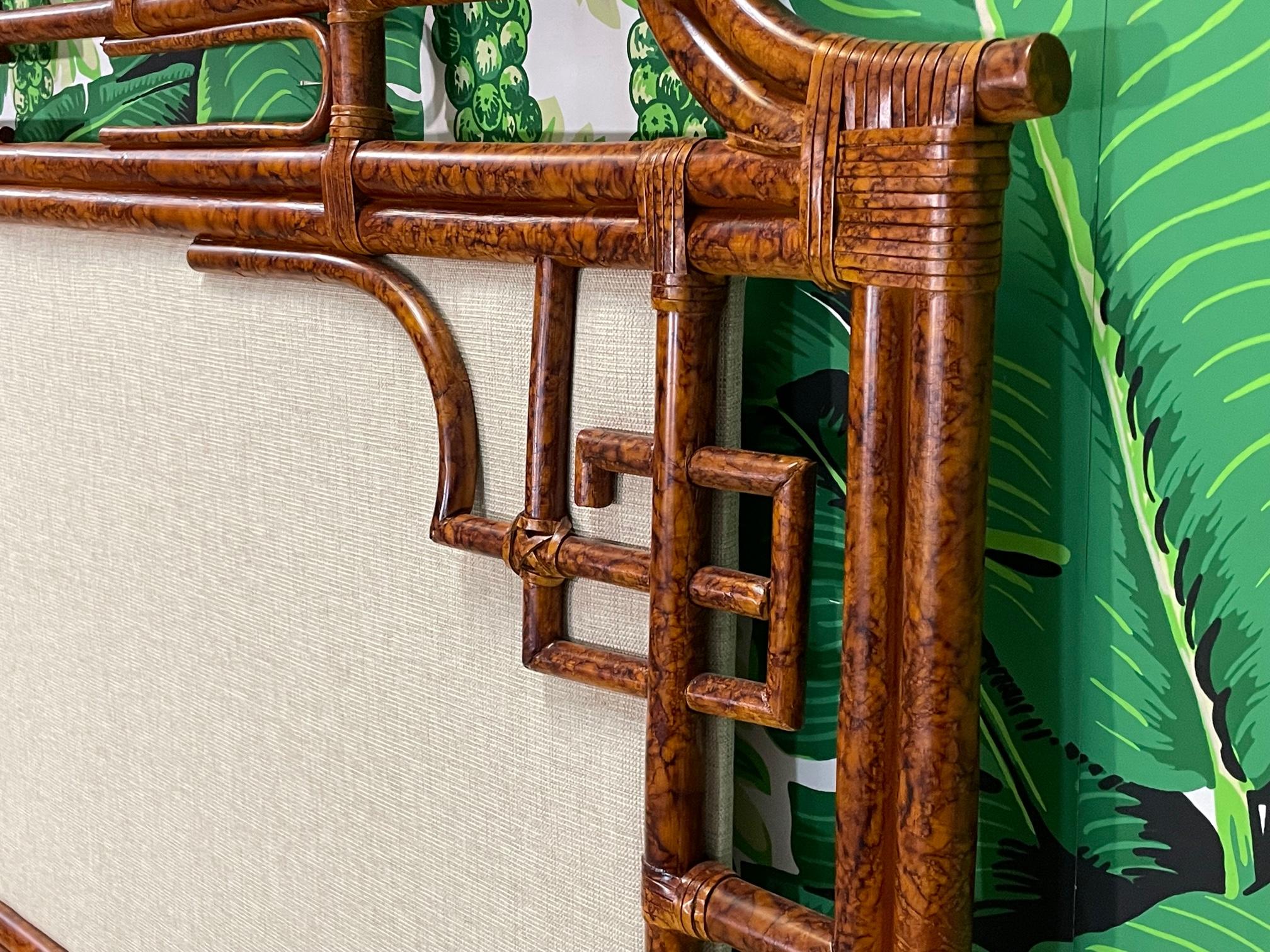 Rattan Tortoise Shell Pagoda Queen Headboard For Sale at 1stDibs ...
