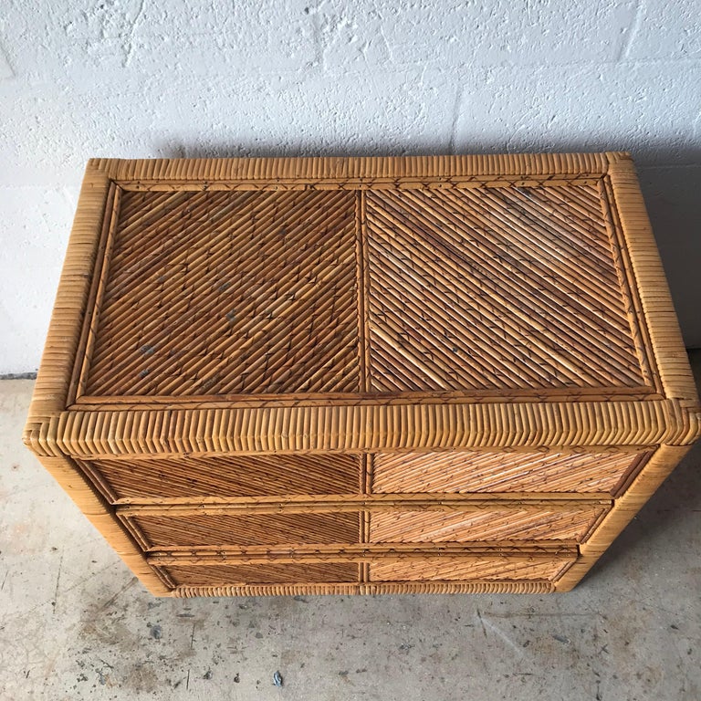 Rattan Wicker Bamboo Reed Dresser or Chest of Drawers at 1stDibs