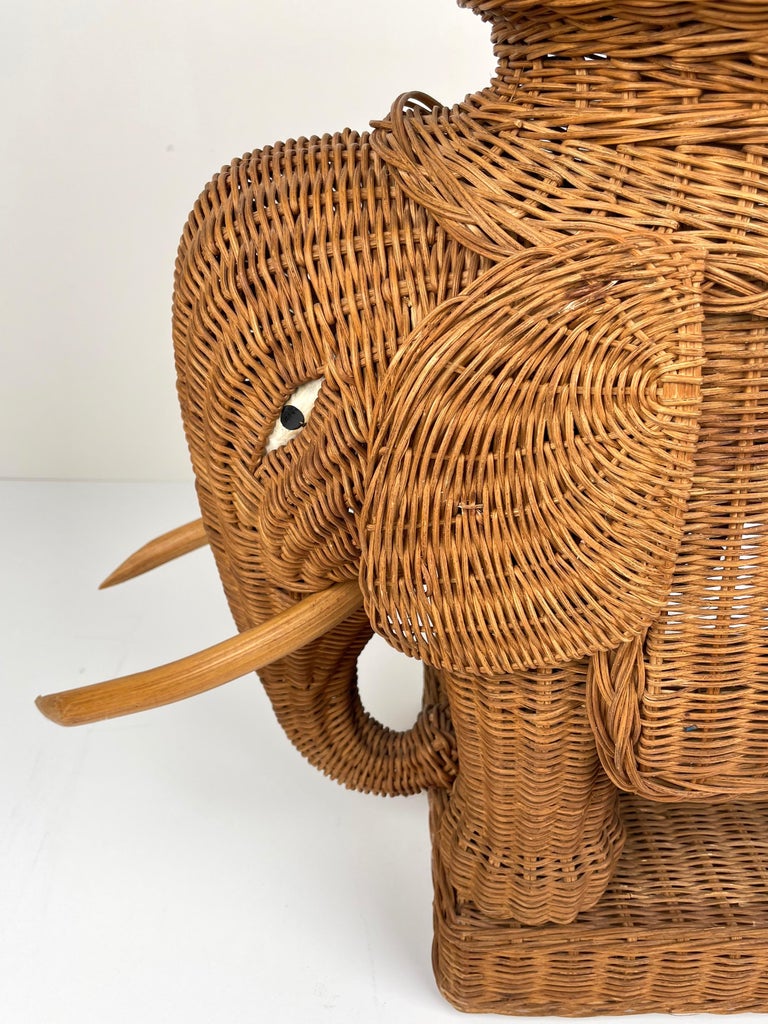 Rattan Wicker Elephant Side Coffee Table, France, 1960s For Sale at 1stDibs