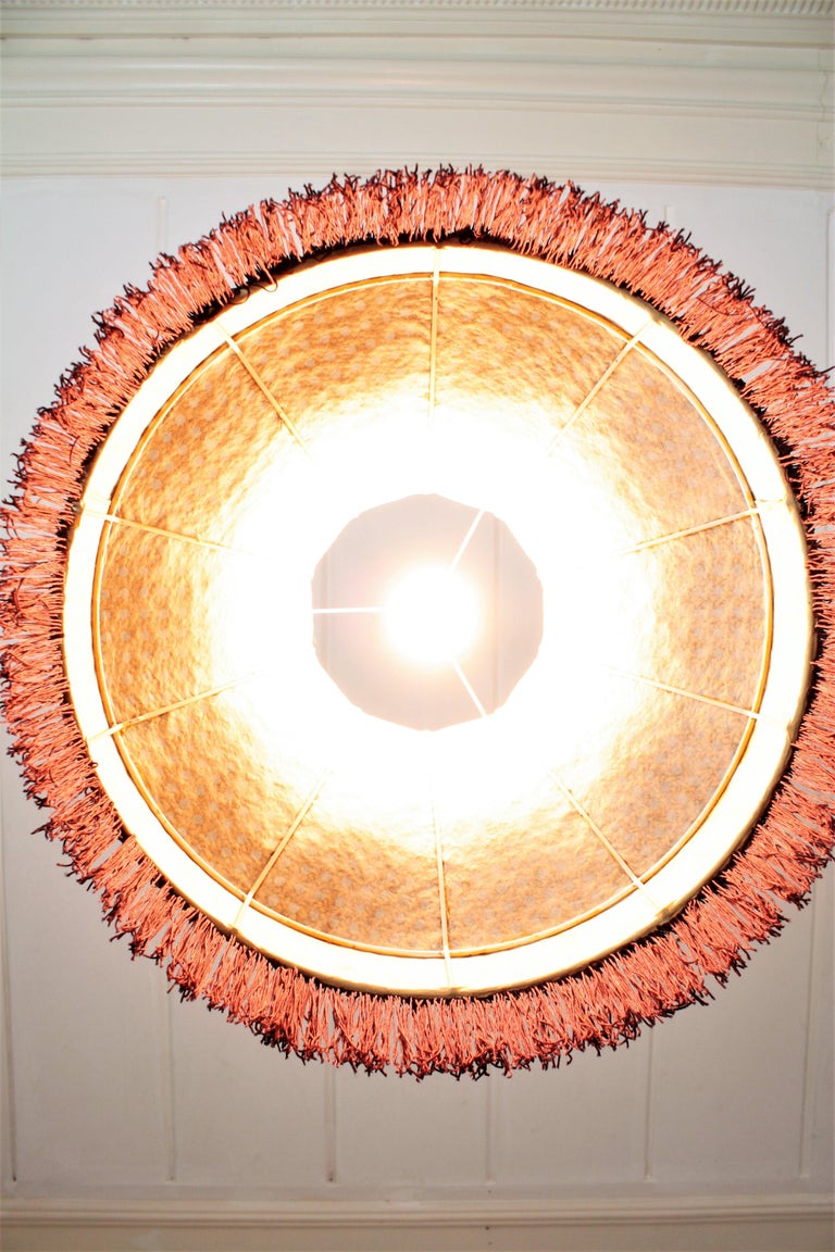 Rattan Wicker Pendant Hanging Lamp with Pagoda Shape and Fringed Bottom ...