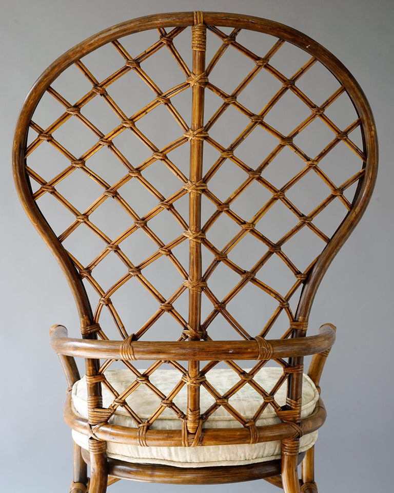 Rattan Wingback Chair at 1stDibs