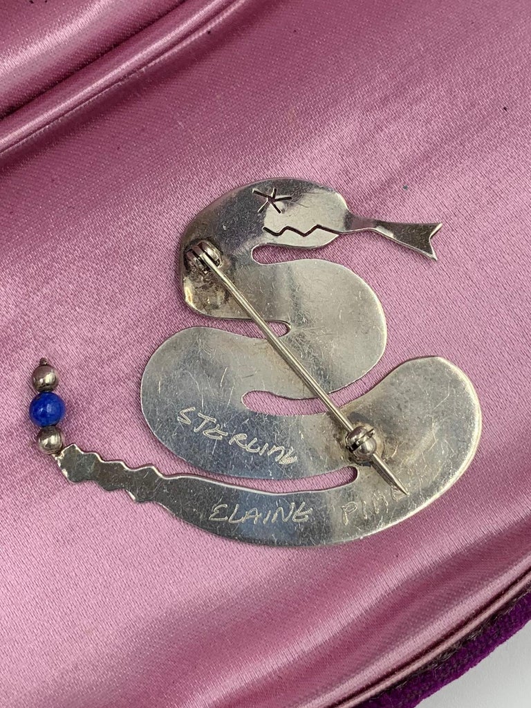 Rattlesnake Snake Brooch Pin Sterling Silver Lapis Lazuli Elaine Pike ...