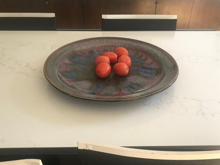 Raul Coronel Large Studio Pottery Center Piece Charger For Sale at 1stDibs