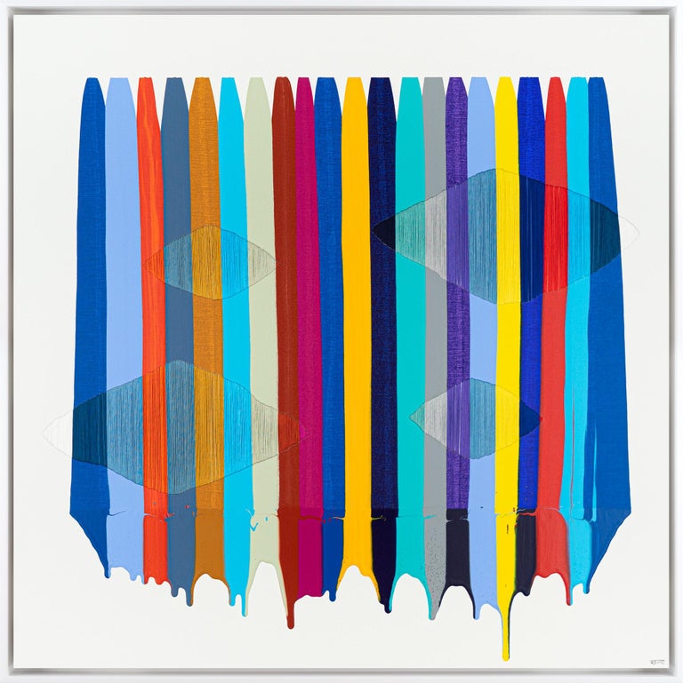 Raul de la Torre - "Fils I Colors DLXXXVIII" Mixed Media Abstract with ...