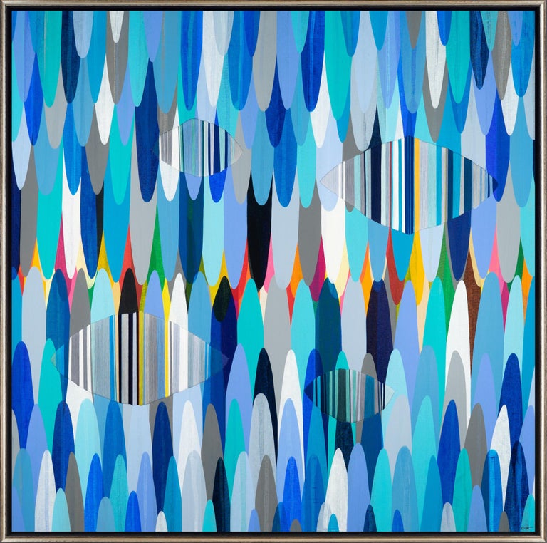 Raul de la Torre - "Poemes CXXI" Colorful Mixed Media Artwork in Blue ...
