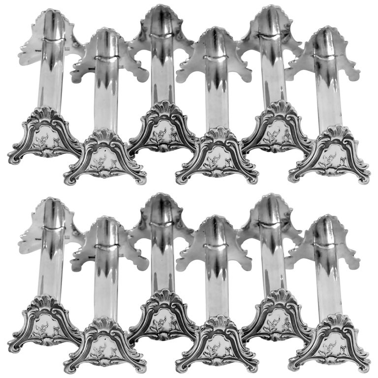 Ravinet D'Enfert Antique French Silver Knife Rests Set of 12 Pieces at ...
