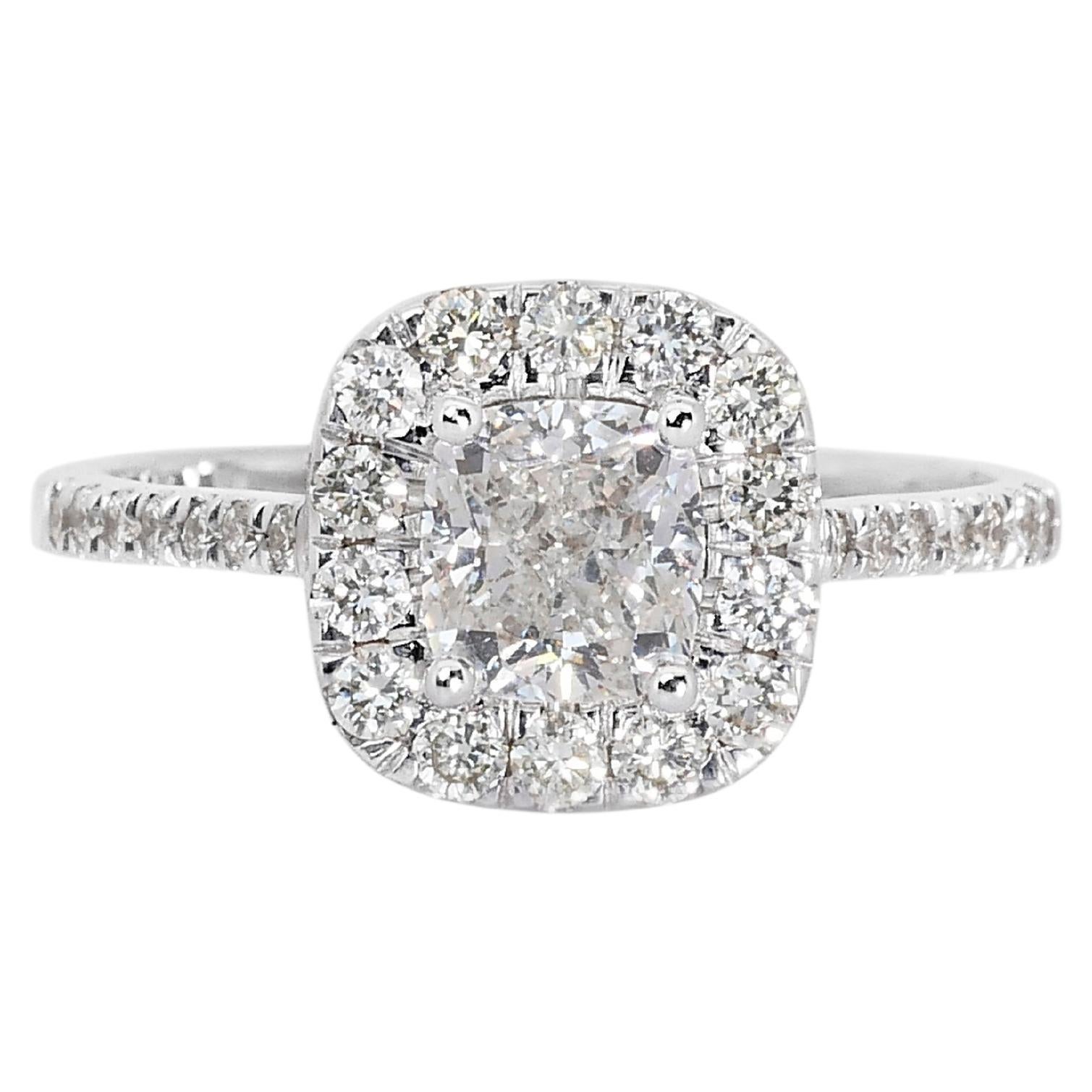 18k White Gold Solitaire Pave Ring with 0.76ct Natural Diamonds IGI ...
