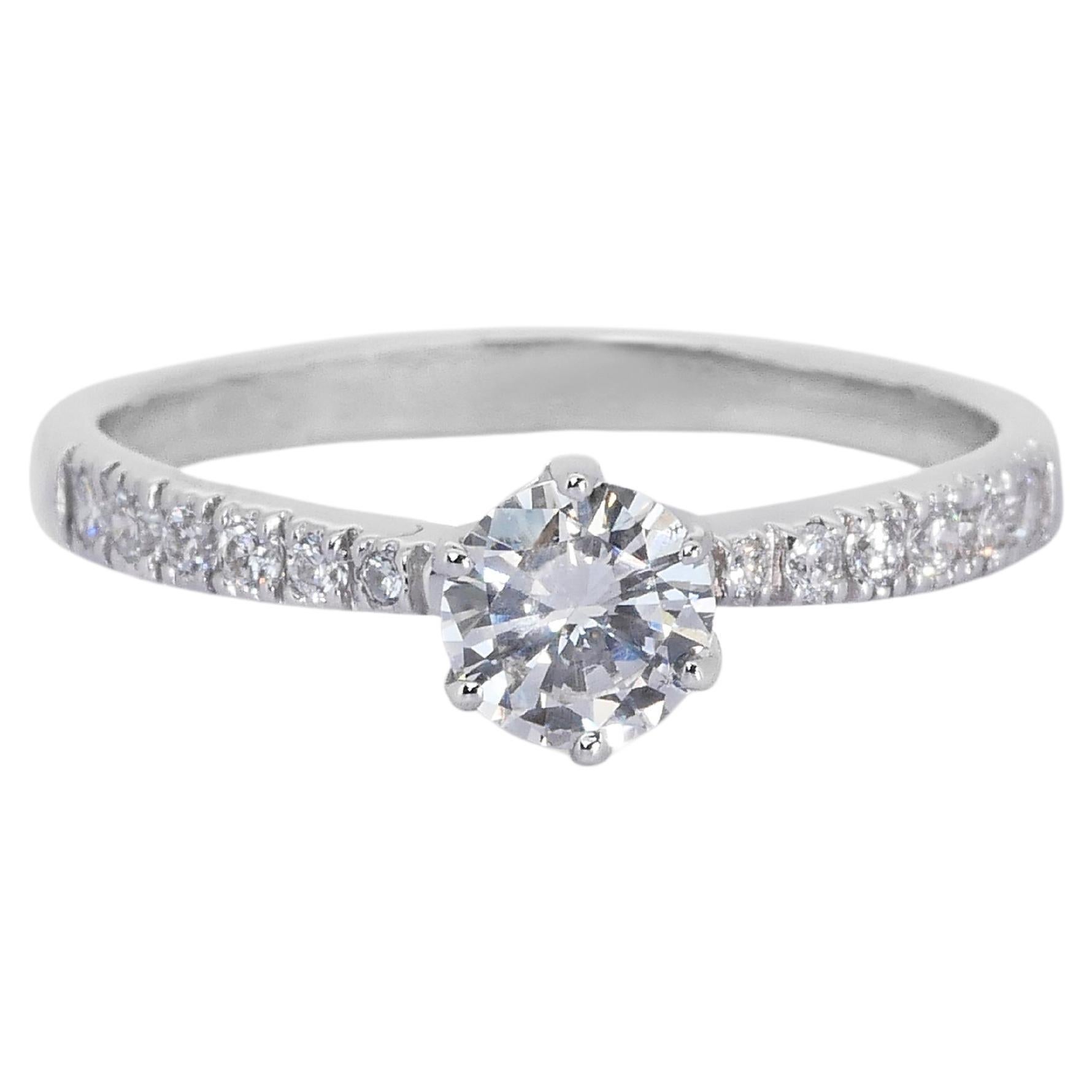 Ravishing 18k White Gold Ring w/ 0.50 Carat Natural Diamonds AIG ...