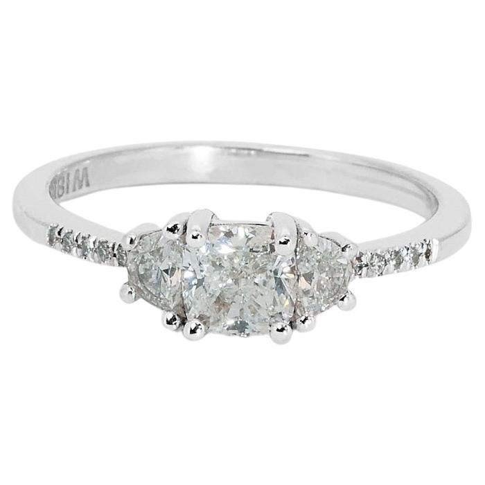 18k White Gold Solitaire Pave Ring with 0.76ct Natural Diamonds IGI ...