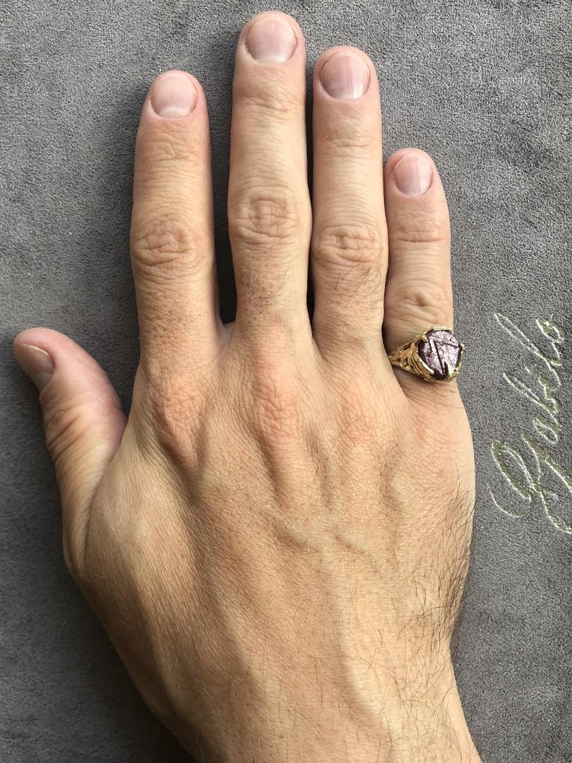 Raw Ruby Ring Crystal Gold Engagement Ring Unisex Jewelry For Sale at ...