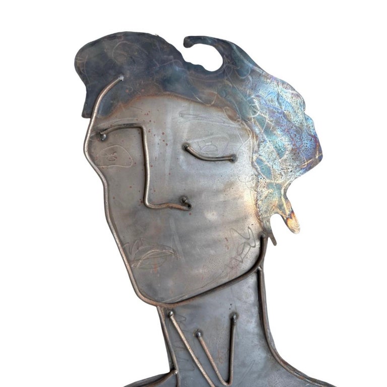Raw Sheet Metal Portrait Sculpture For Sale at 1stDibs