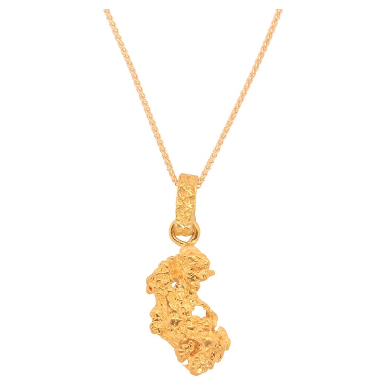 Raw, Solid, 24K Yellow Golden Nugget Pendant, 5.27 Grams from Australia ...