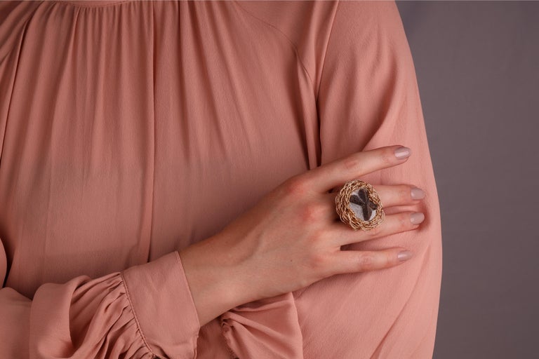 Raw Staurolite Statement Ring 14 K in Yellow Gold F. by Artist For Sale ...