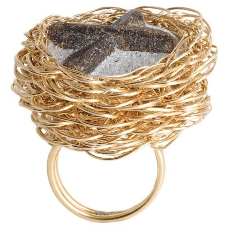 Raw Staurolite Statement Ring 14 K in Yellow Gold F. by Artist For Sale ...