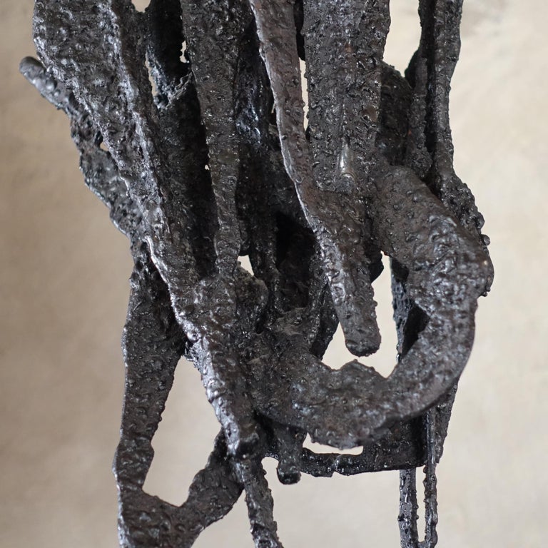 Raw Steel Abstract Sculpture by Antonio Murri, Wood Base, Italy, circa ...