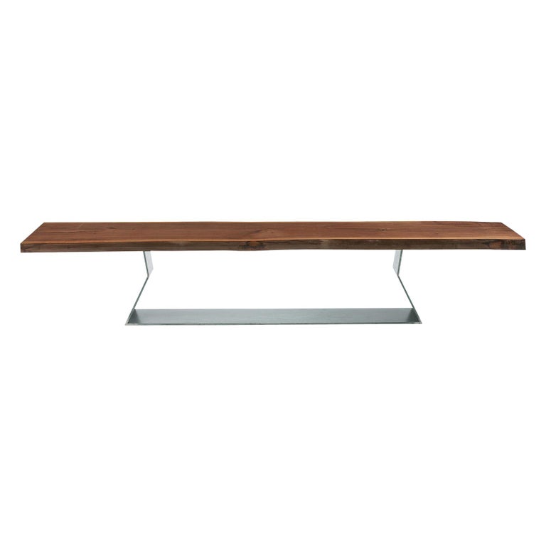 Raw Wood Slat Bench in Solid Walnut Wood For Sale at 1stDibs