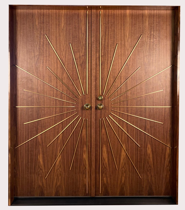 Ray Burst Single Entry Door with Radial Walnut at 1stDibs | radial door ...