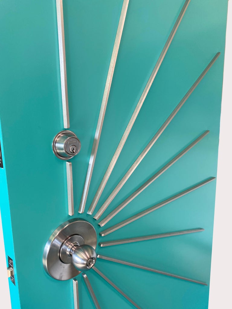 Ray Burst Single Entry Door with Radial Walnut at 1stDibs | radial door ...