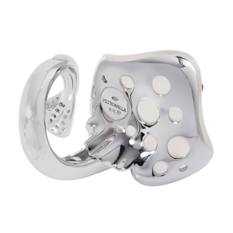 Ray Fish White Diamond Blue Sapphire Milky Quartz 18Kt Gold Ring Made ...