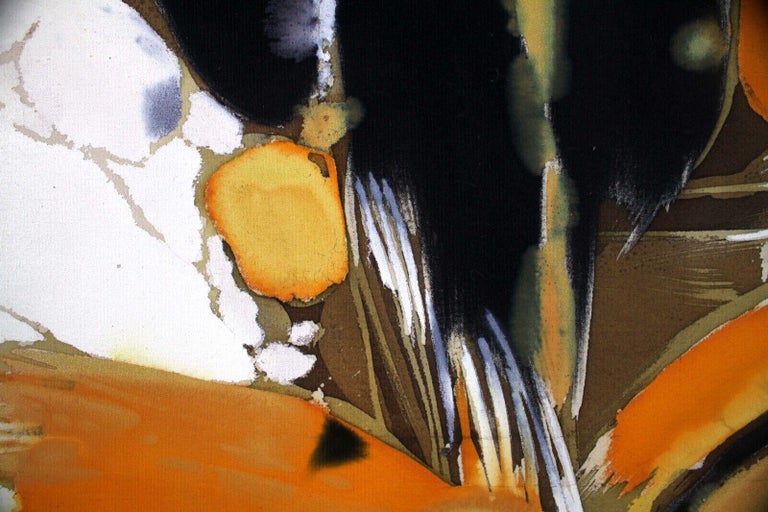Ray Frost Fleming Signed Postmodern Abstract Yellow and Black Painting ...