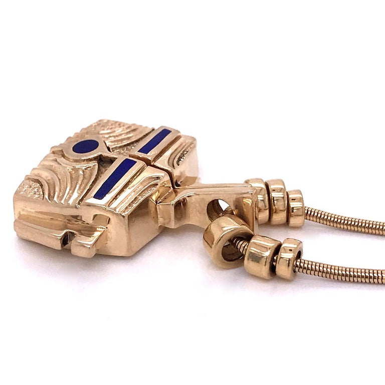 Ray Tracey Knifewing Navajo 14 Karat Gold and Enamel Split Pendant ...