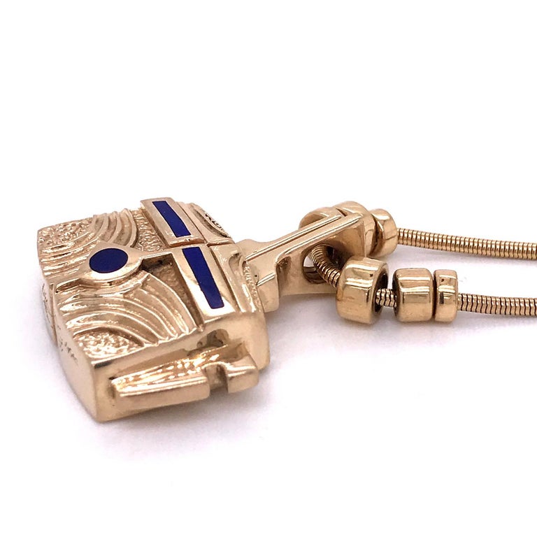 Ray Tracey Knifewing Navajo 14 Karat Gold and Enamel Split Pendant ...