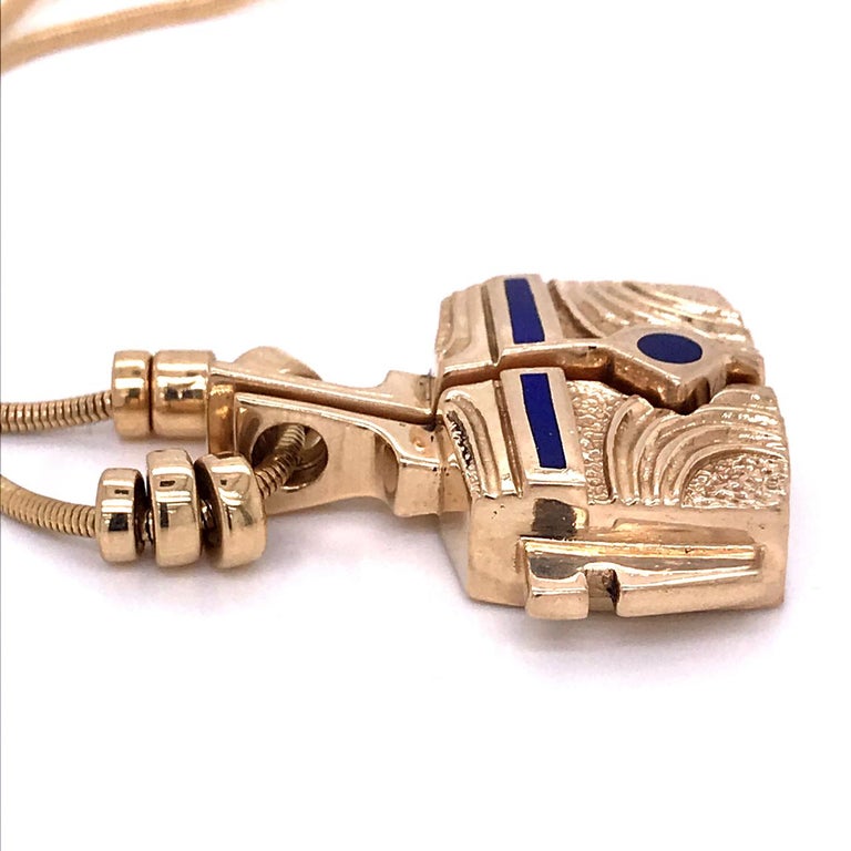 Ray Tracey Knifewing Navajo 14 Karat Gold and Enamel Split Pendant ...