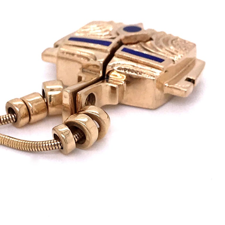 Ray Tracey Knifewing Navajo 14 Karat Gold and Enamel Split Pendant ...