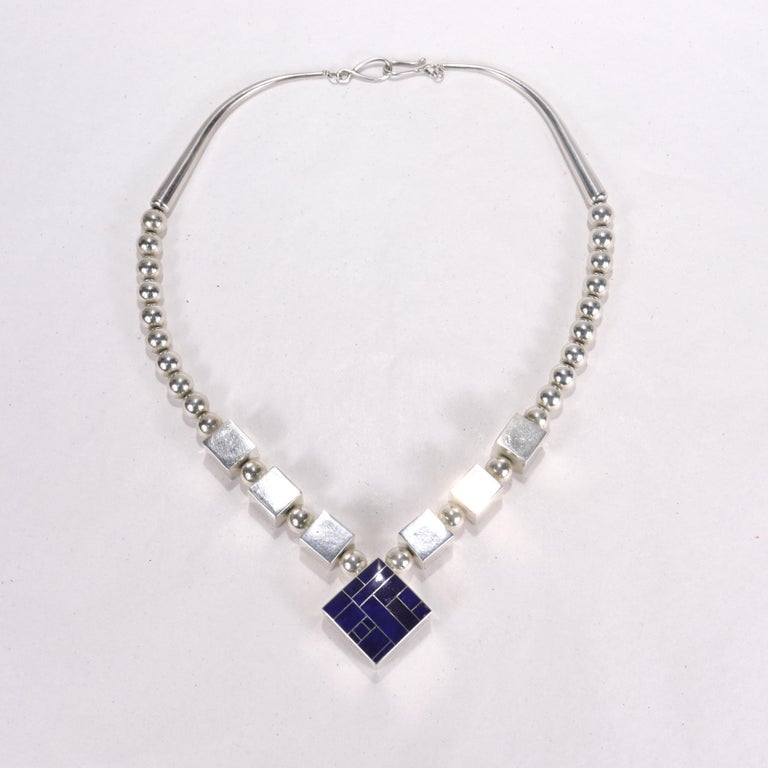 Ray Tracey Knifewing Navajo Sterling Silver and Lapis Lazuli Necklace ...
