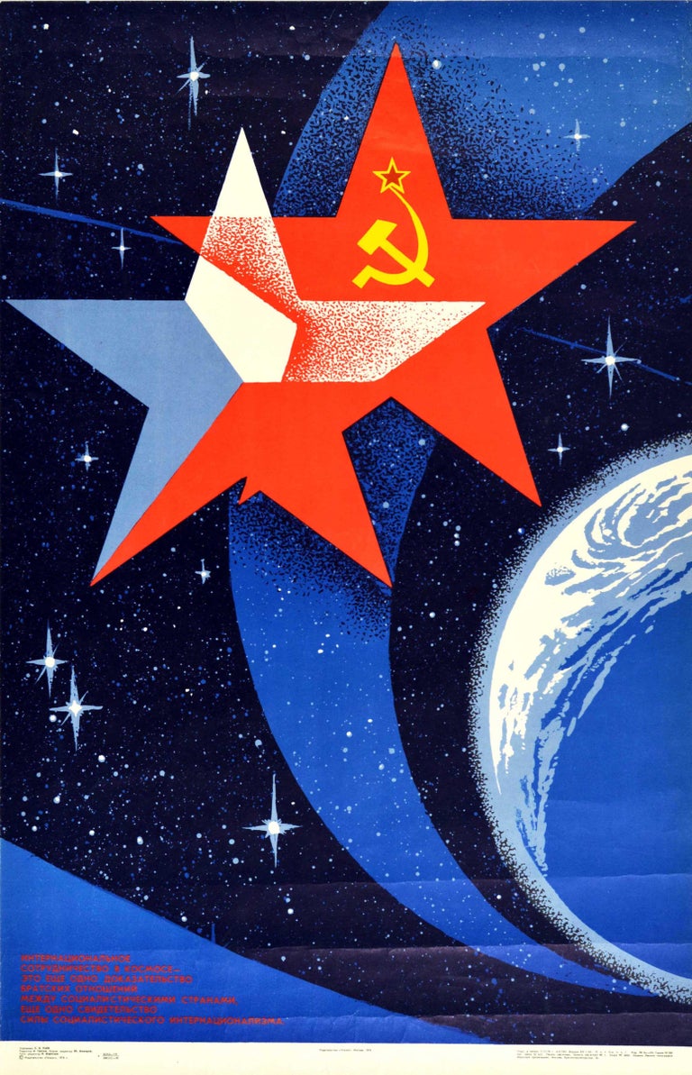 Rayev - Original Vintage Soviet Poster USSR Czechoslovakia Joint Space ...